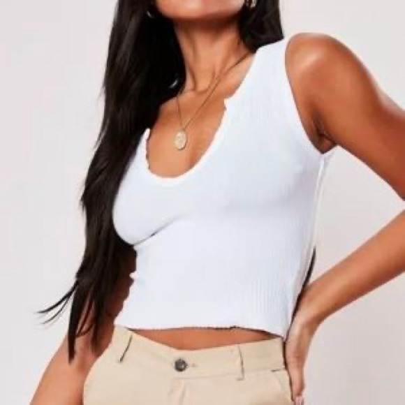 Missguided | Tops | Notch Neck Sleeveless Crop Topwhite | Poshmark
